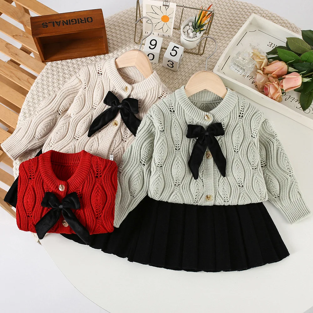 Kids Tweed 2Pcs Winter Christmas Designed Clothes Sets Girl Princess ...