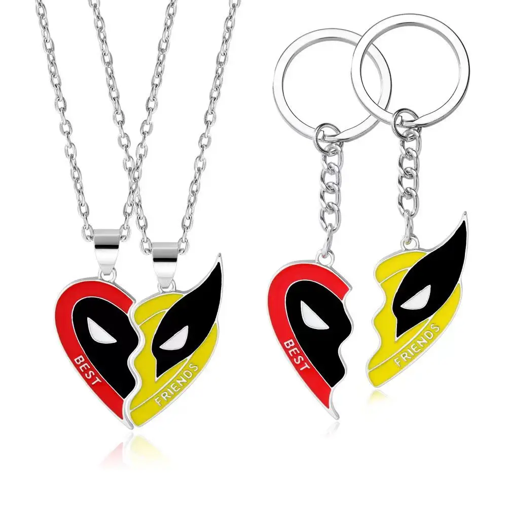 Collar-de-coraz-n-de-Deadpool-y-Lobezno-juego-de-llavero-de-mejores ...