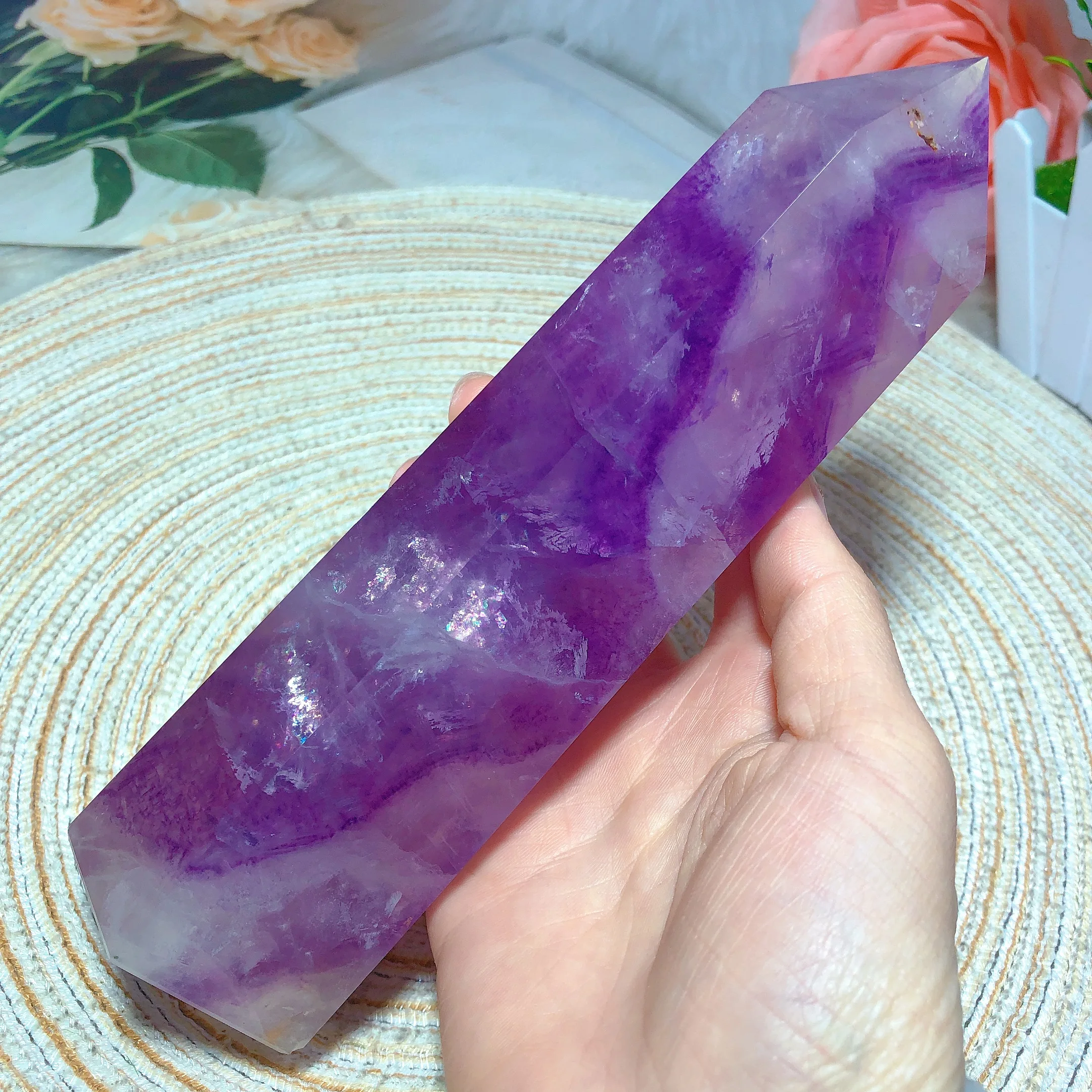 Natural-Purple-Fluorite-Colorful-Rainbow-Tower-Flash-Healing-Spiritual ...