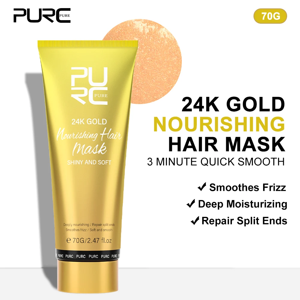 PURC 24K Gold Hair Mask Keratin Repairing Damaged Frizy Hair Smoothing ...