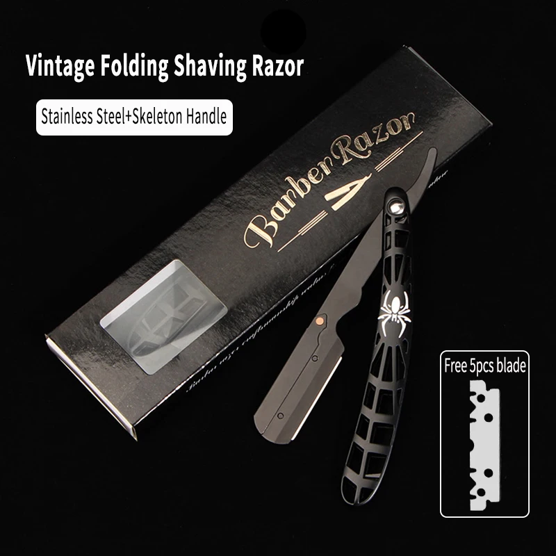Professional-Classic-Manual-Shaver-Straight-Edge-Stainless-Steel-Barber ...