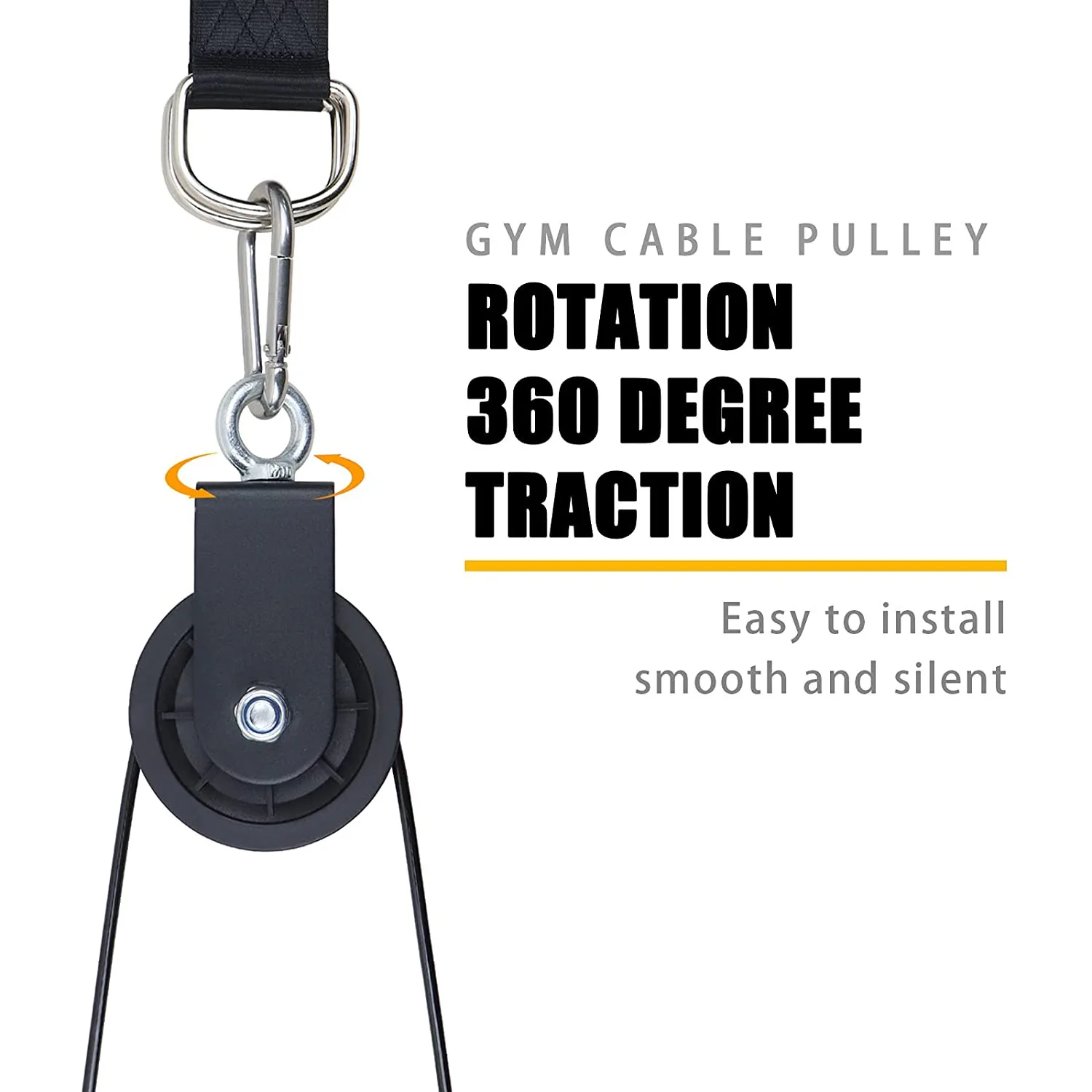 360 Degree Rotation Silent Nylon Gym Cable Pulley with Hanging Straps ...