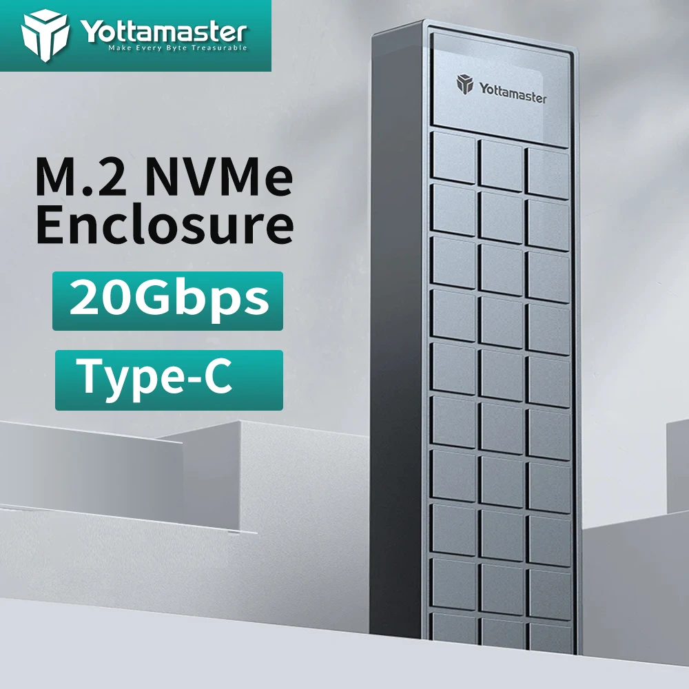 Yottamaster 20Gbps M.2 NVMe SATA SSD Enclosure Hard Drive Case USB3.2 ...
