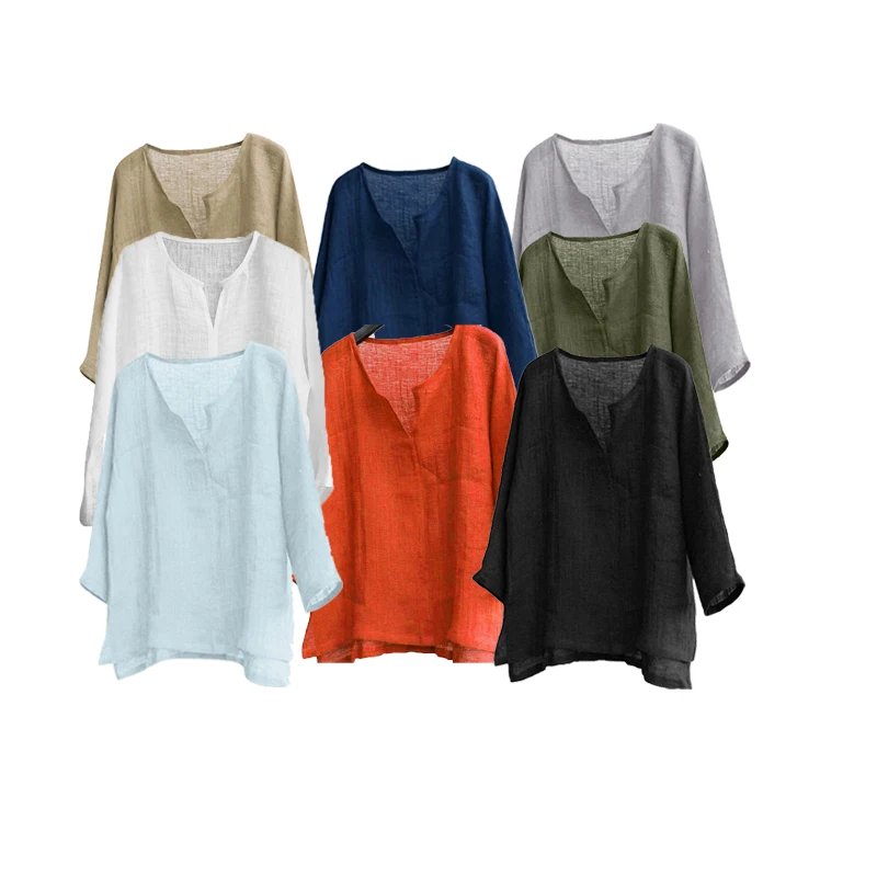 Men-s-New-3-4-Sleeve-Loose-Solid-Casual-Large-Pullover-Shirt-Men-s ...