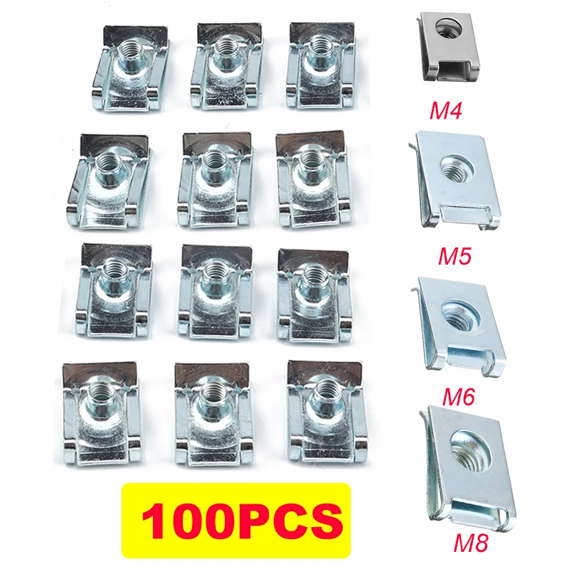 100Pcs-M4-M5-M6-M8-For-Motorcycle-Car-U-Nuts-Speed-Clip-Fastener ...