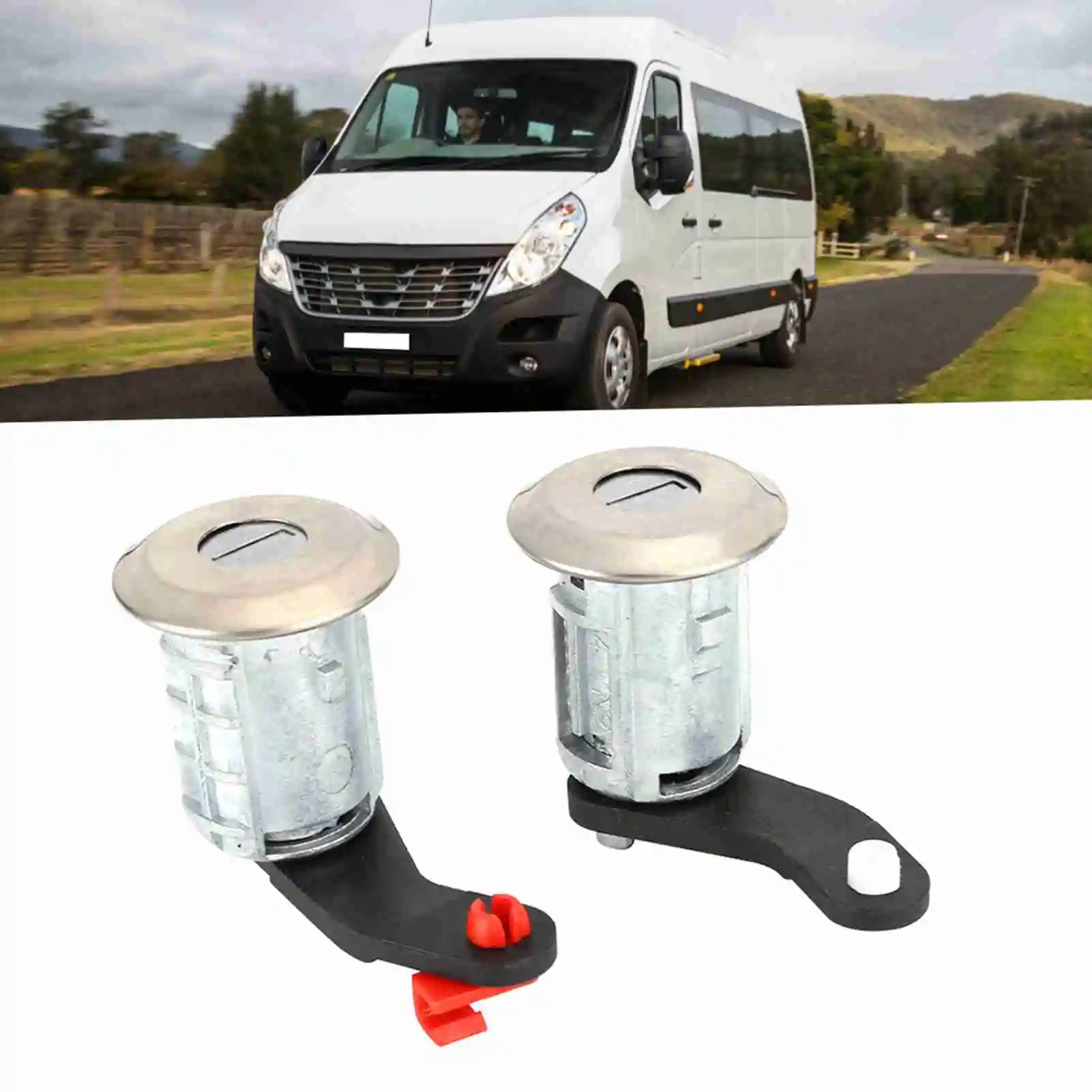 Left Right Door Lock Barrel Cylinder with 2 Keys 7701470944 Fit for Renault Master 1998‑2016 ...