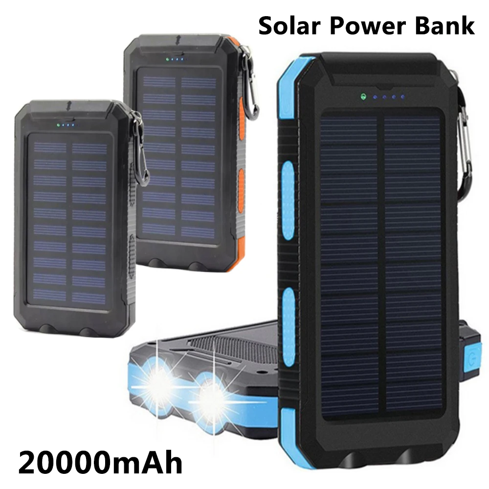 Portable-Solar-Power-Bank-20000mAh-Dual-Usb-Power-External-Battery-Fast ...