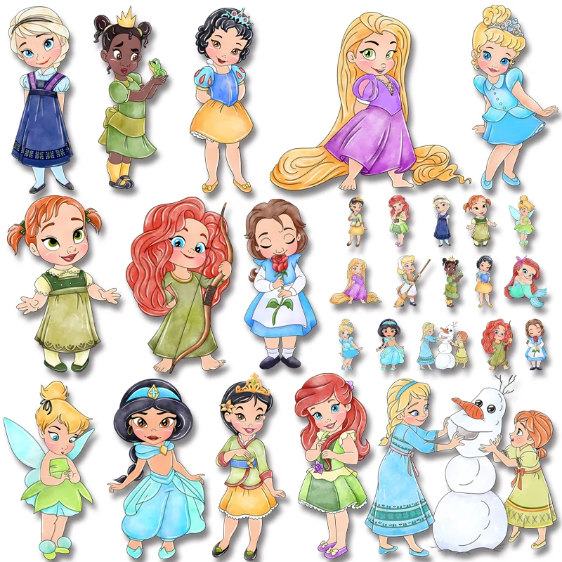 Cartoon Character Disney Princess Rapunzel Jasmine Elsa Anna Iron On Transfer Clothing ...