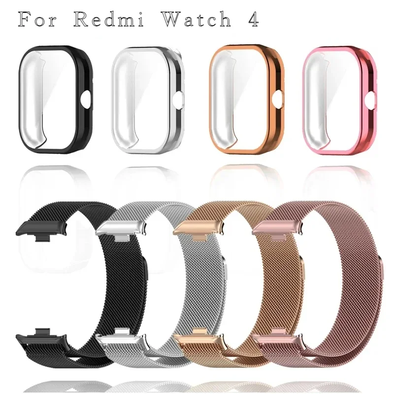 TPC Case+Metal Strap For Xiaomi Redmi Watch 4 Band With TPU Soft Case ...
