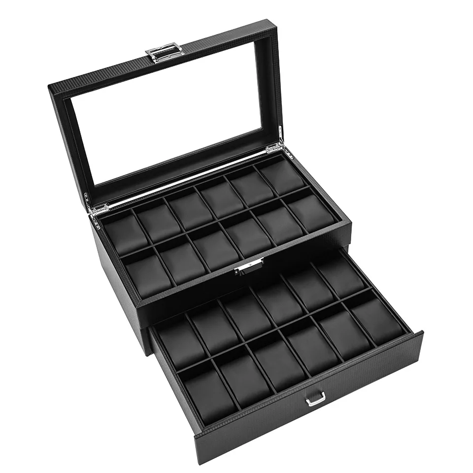 Double-Layer-Watch-Boxes-Organizer-PU-Leather-Watch-Case-Storage-Box ...