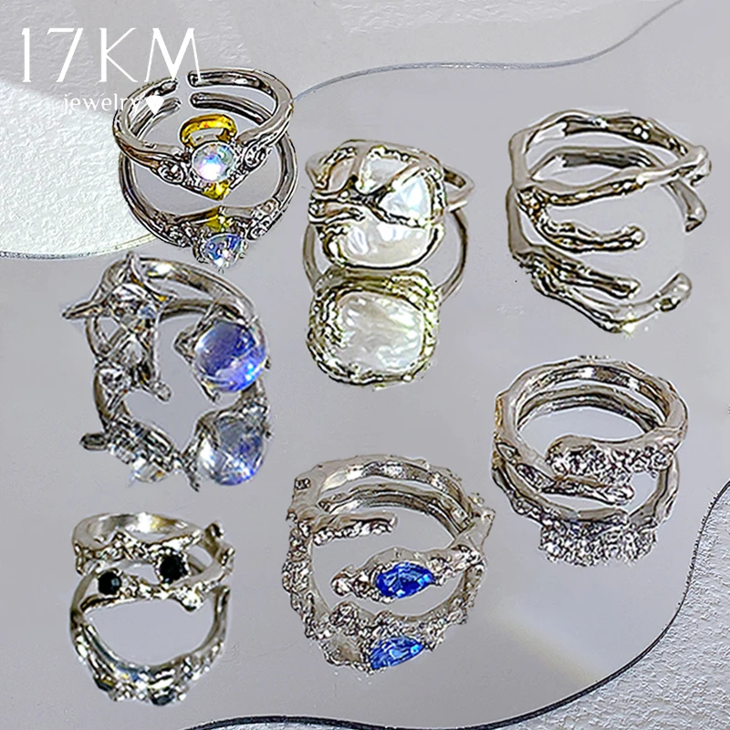 17KM-3Pcs-Y2K-Kpop-Rings-Set-Crystal-Oil-Drip-Rings-for-Women-Geometric ...