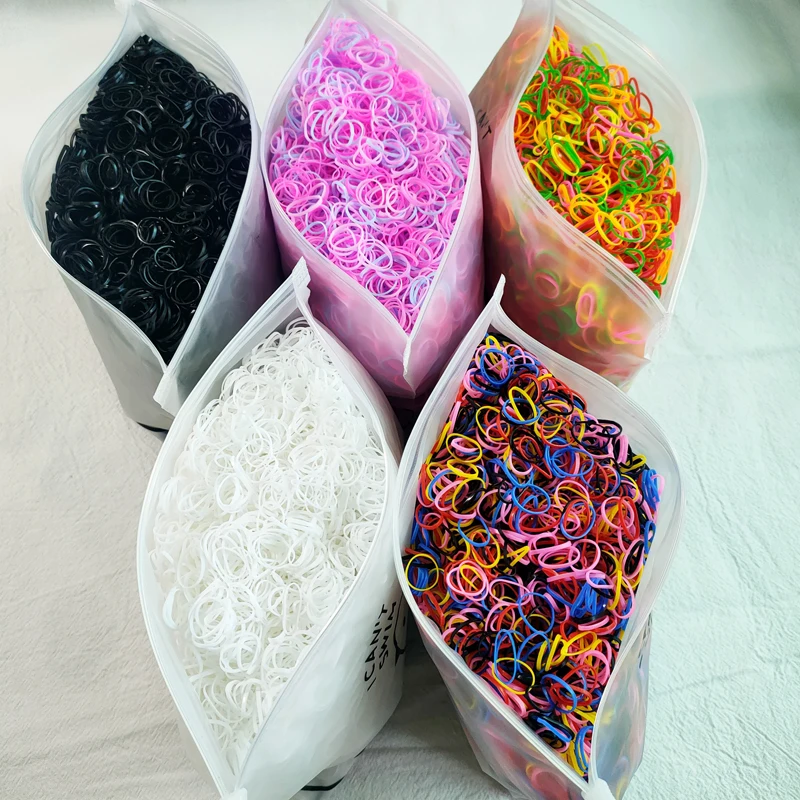 500pcs Girls Colourful Disposable Rubber Band Elastic Hair Bands ...