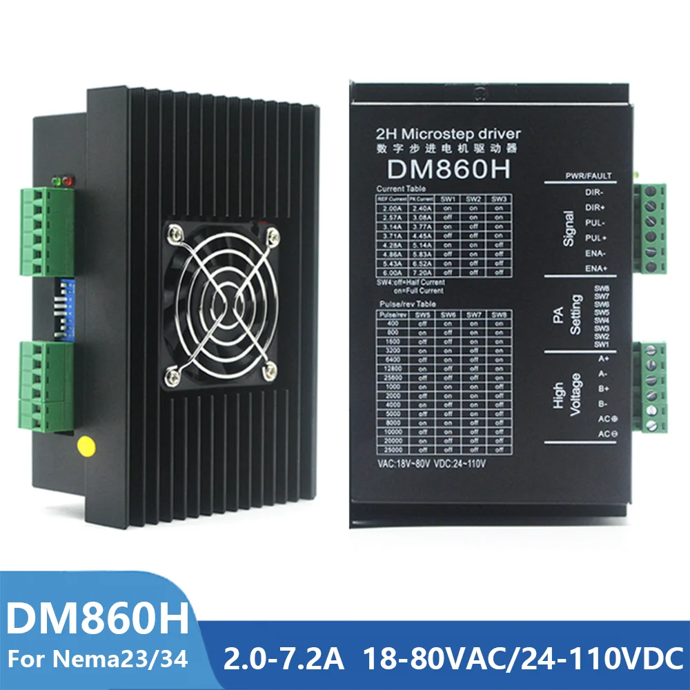 Dm860/860h Nema23 Nema34 Driver De Motor Passo 128 Segmentos 7.2a Dc24 ...