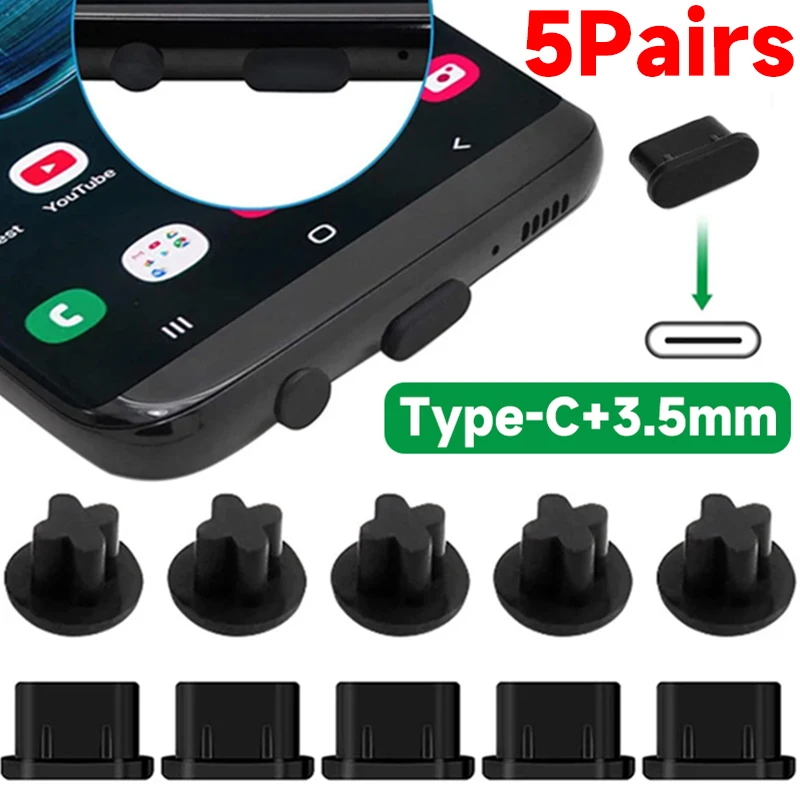 Silicone Anti-dust Plug 3.5mm Headphone Jack Type C Charging Port ...