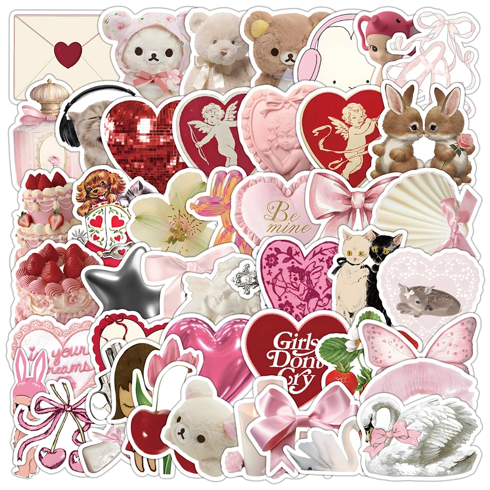 10-30-50pcs-Cute-Pink-Girls-Stickers-Ins-Style-Coquette-Cartoon ...