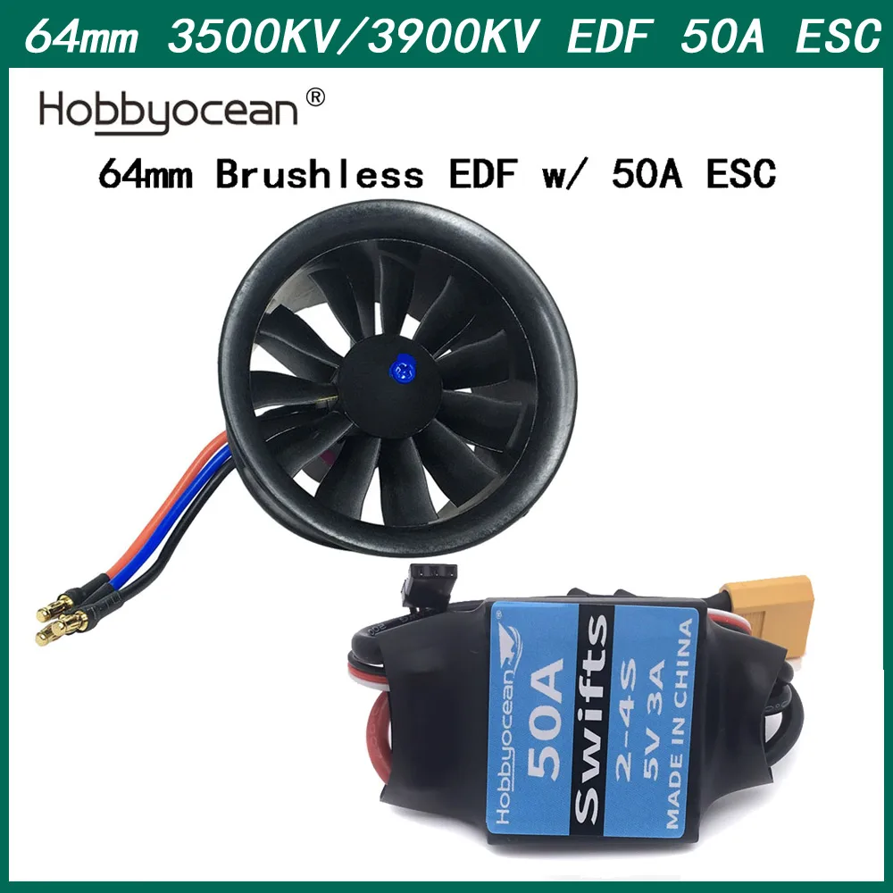 Original-Hobbyocean-50A-ESC-64mm-EDF-Plane-with-11-Blades-Ducted-Fan-4S ...
