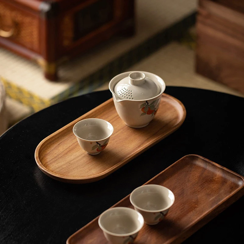 Tableware-Solid-Wood-Round-Dessert-Plate-Japanese-style-Wooden-Tray ...