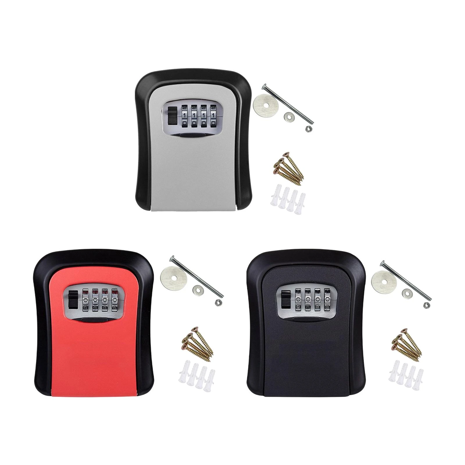 Portable Key Storage Box Mounted 4 Digit Combination for House Garage ...