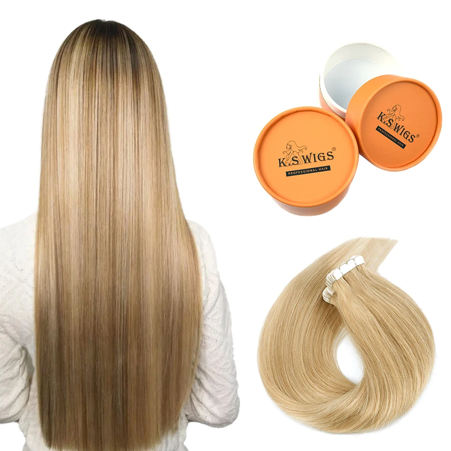 K-S-WIGS-Tape-In-Human-Hair-Extensions-Non-Remy-Hair-Extension-Straight ...
