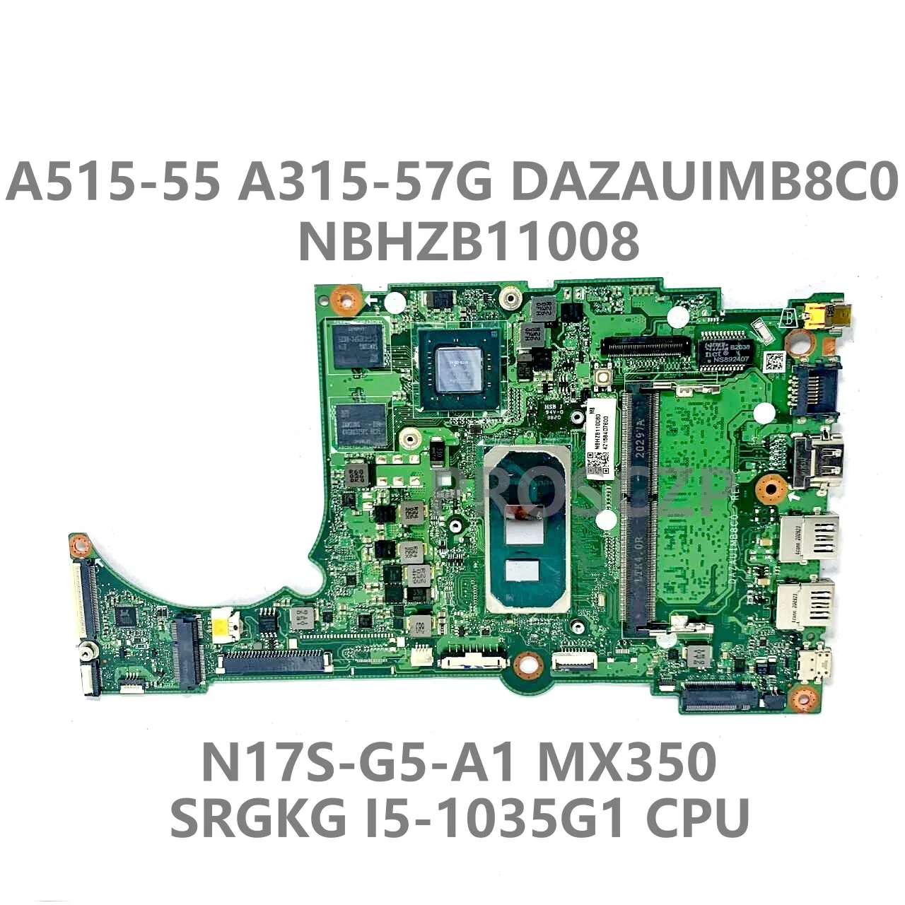 For-Acer-A515-55-A315-57G-Laptop-Motherboard-NBHZB11008-DAZAUIMB8C0 ...