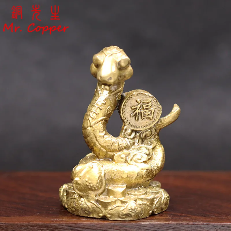 Antique-Copper-Chinese-Zodiac-Animal-Snake-Figurines-Miniatures-Lucky ...