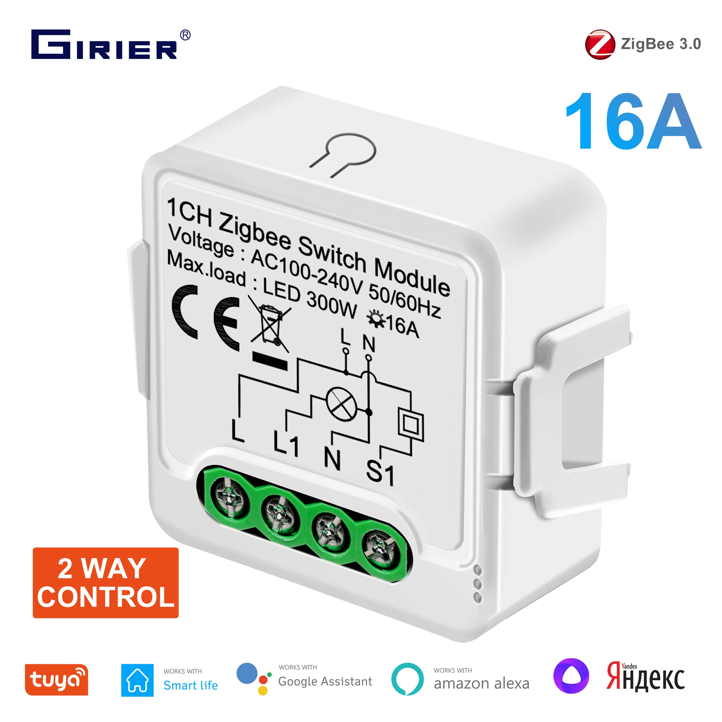 GIRIER Tuya ZigBee Switch Module 16A Smart Home Universal Breaker ...