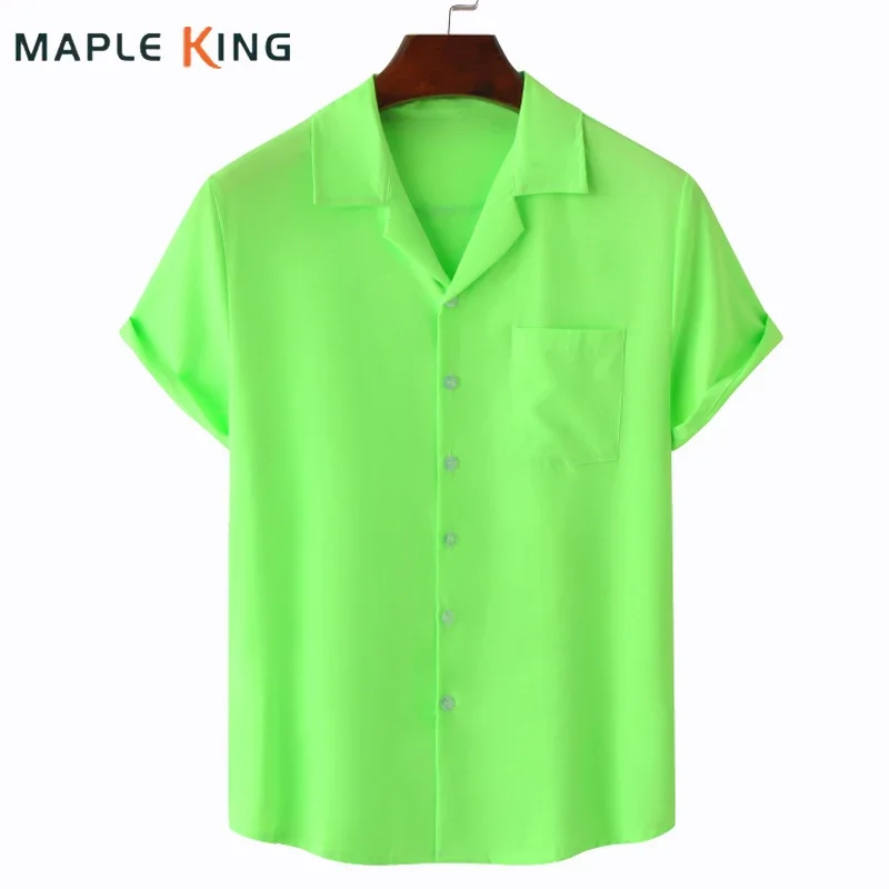 Fluorescent-Green-Shirts-Men-Women-2022-Casual-Short-Sleeve-Hippie ...