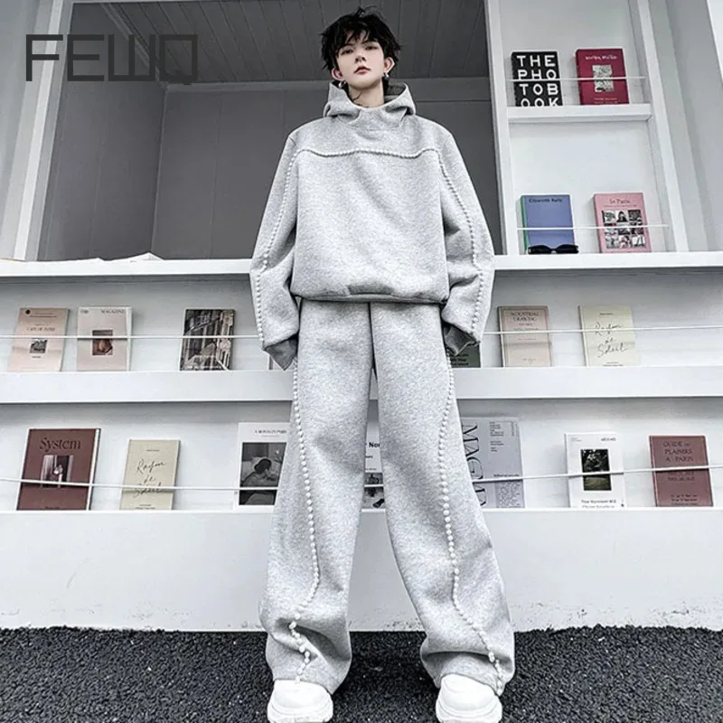 FEWQ-Men-s-Suit-Handmade-Nail-Bead-Hooded-Sweatshirt-Solid-Color-Male ...