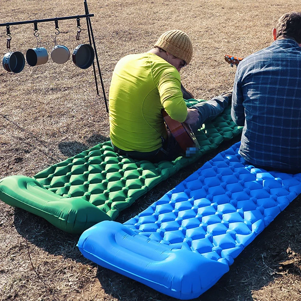 Outdoor-Sleeping-Pad-Camping-Inflatable-Mattress-with-Pillows-Travel ...