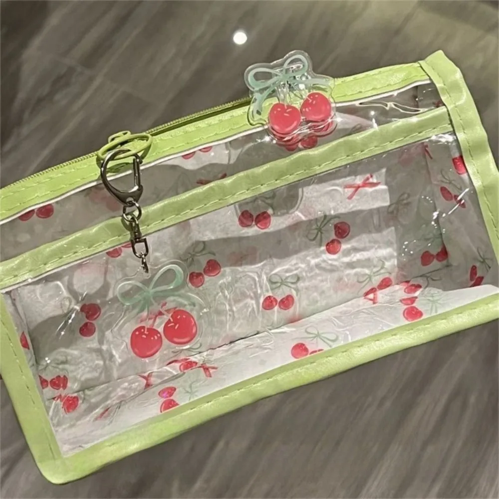 Cartoon Cute Cherry Pencil Case Transparent Large Capacity Stationery ...