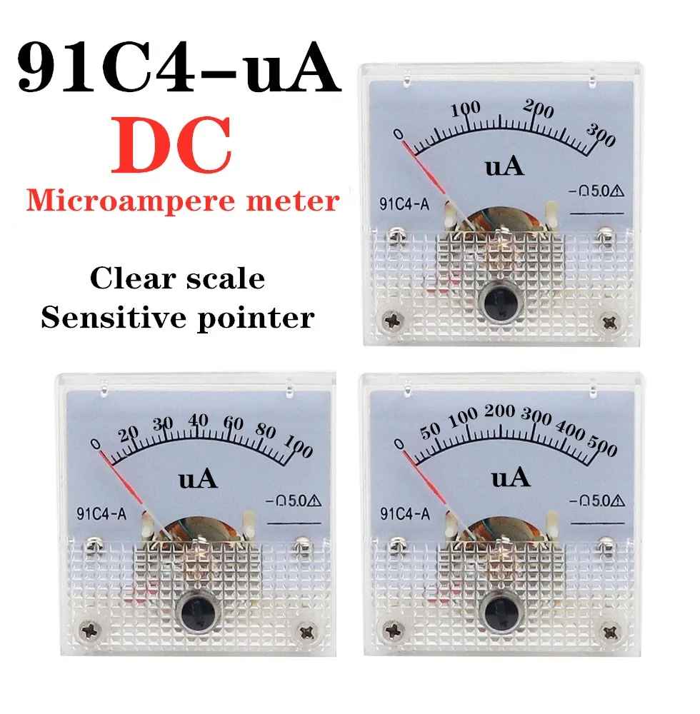 91C4-UA-DC-microammeter-50UA-100UA-200UA-300UA-500UA-Analog-Mechanics ...