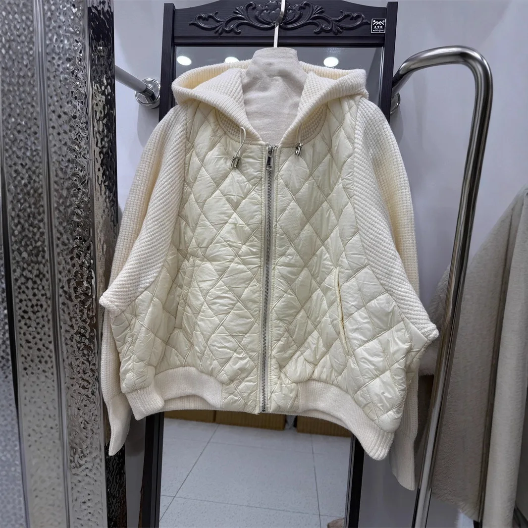 Autumn and Winter New Women's Down Cotton Jacket Commuter Knitted ...