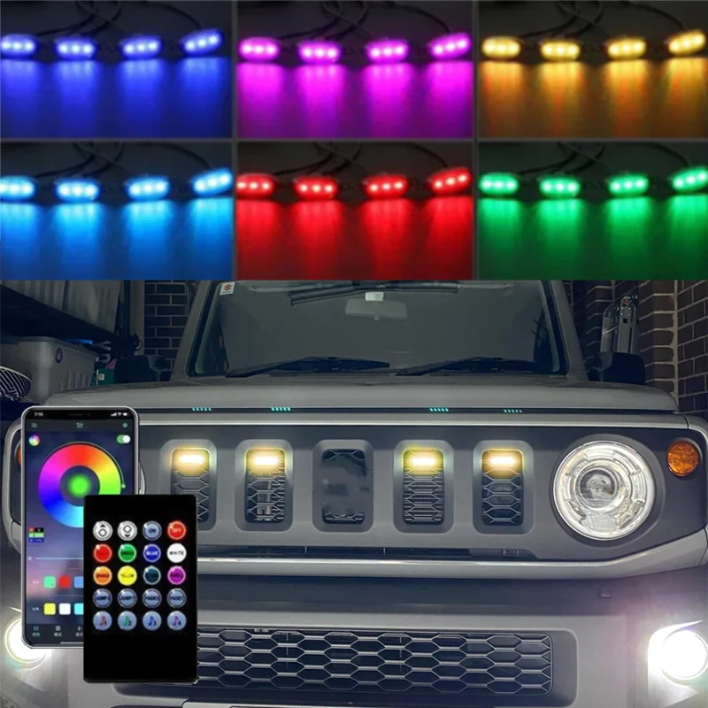 4 Pcs Led Front Grille Lights White Amber Light External Grille Lamps For Suzuki Jimny Jb64 Jb74 ...