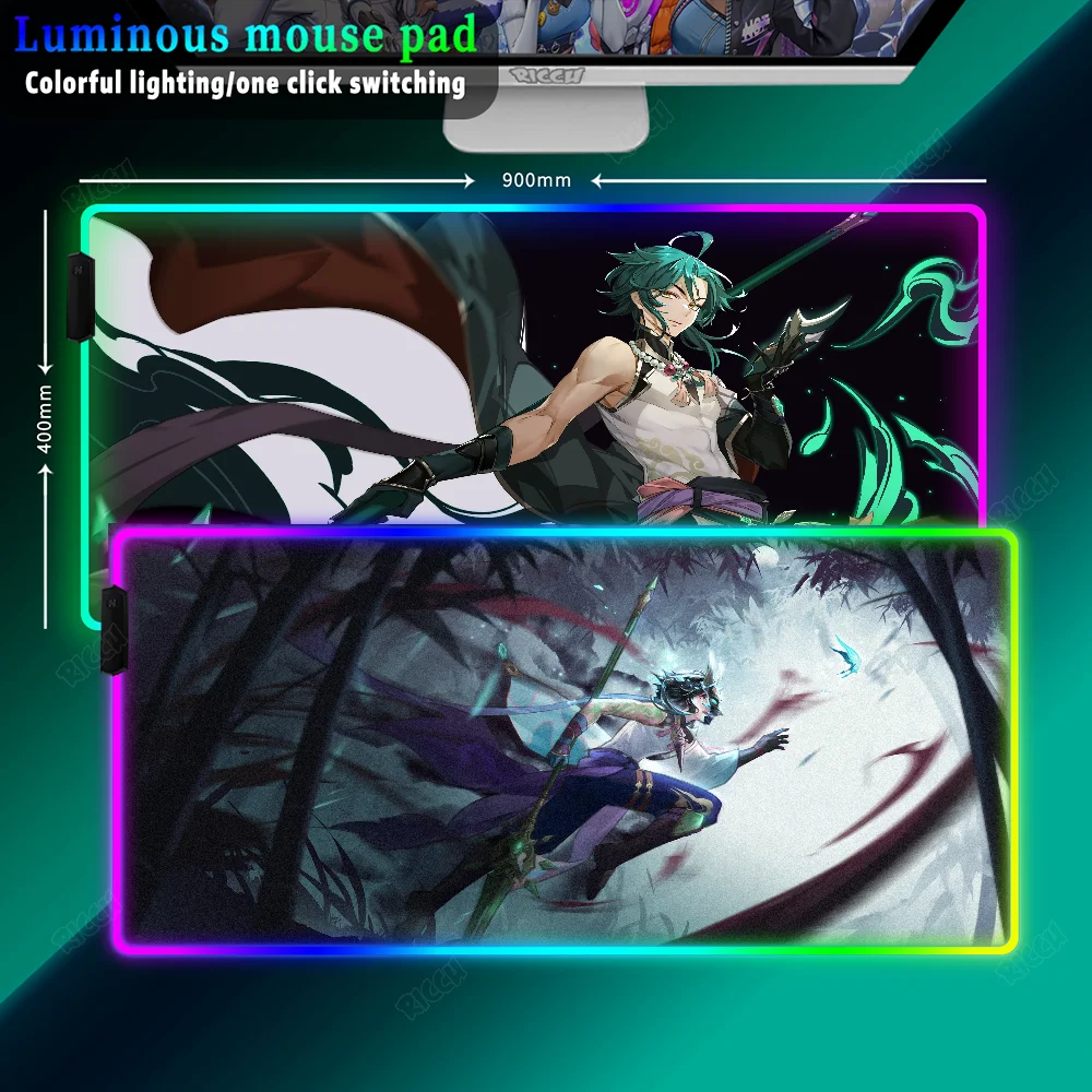 Genshin-Impact-Xiao-Mouse-Pad-RGB-Gaming-Grande-Teclado-LED-Light-Desk ...