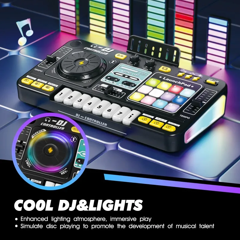 Criança dj mixer com microfone multifuncional teclado de piano ...