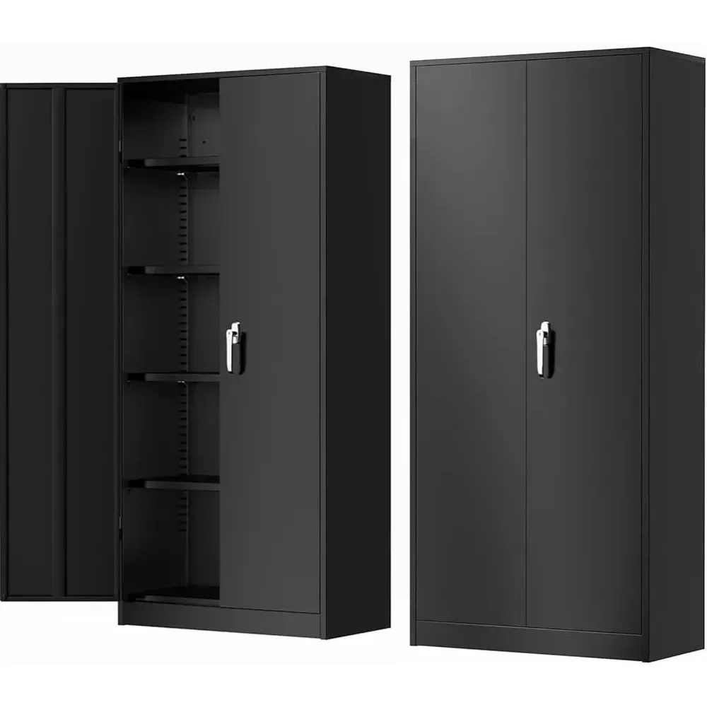 72-Locking-Storage-Cabinets-w-Doors-4-Shelves-for-Garage-Steel-Lockable ...