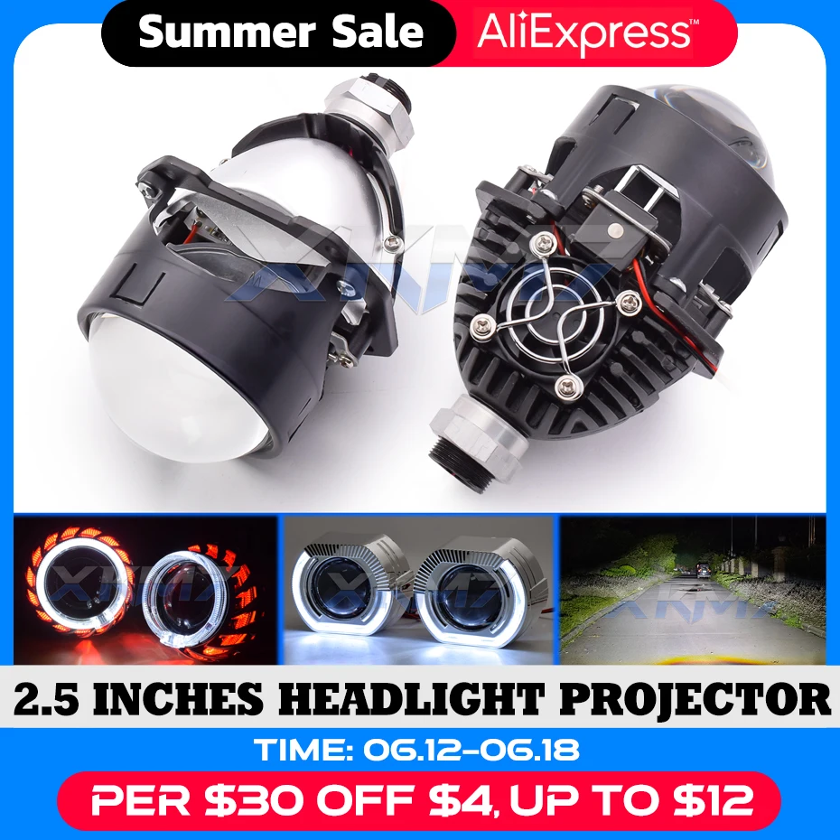 Angel Eyes Led Car Bi Led Lenses For Headlights Projector Lens Halo 2.5 ...