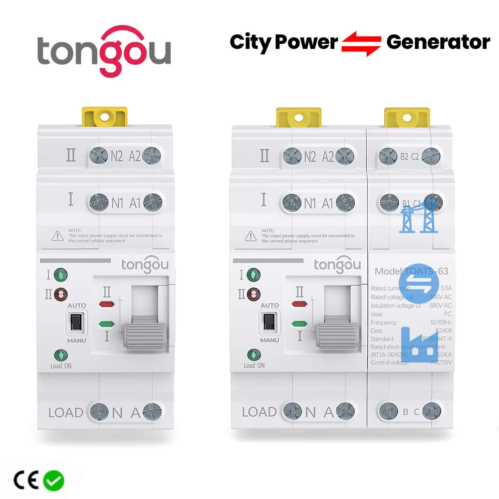 TONGOU-Din-Rail-2P-4P-ATS-Dual-Power-Automatic-Transfer-Switch ...