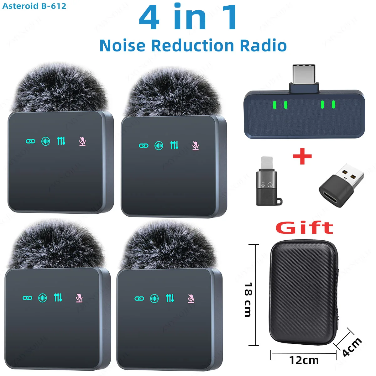 1 In 4 Pink Noise Canceling Lavalier Microphone With Windproof Cap ...