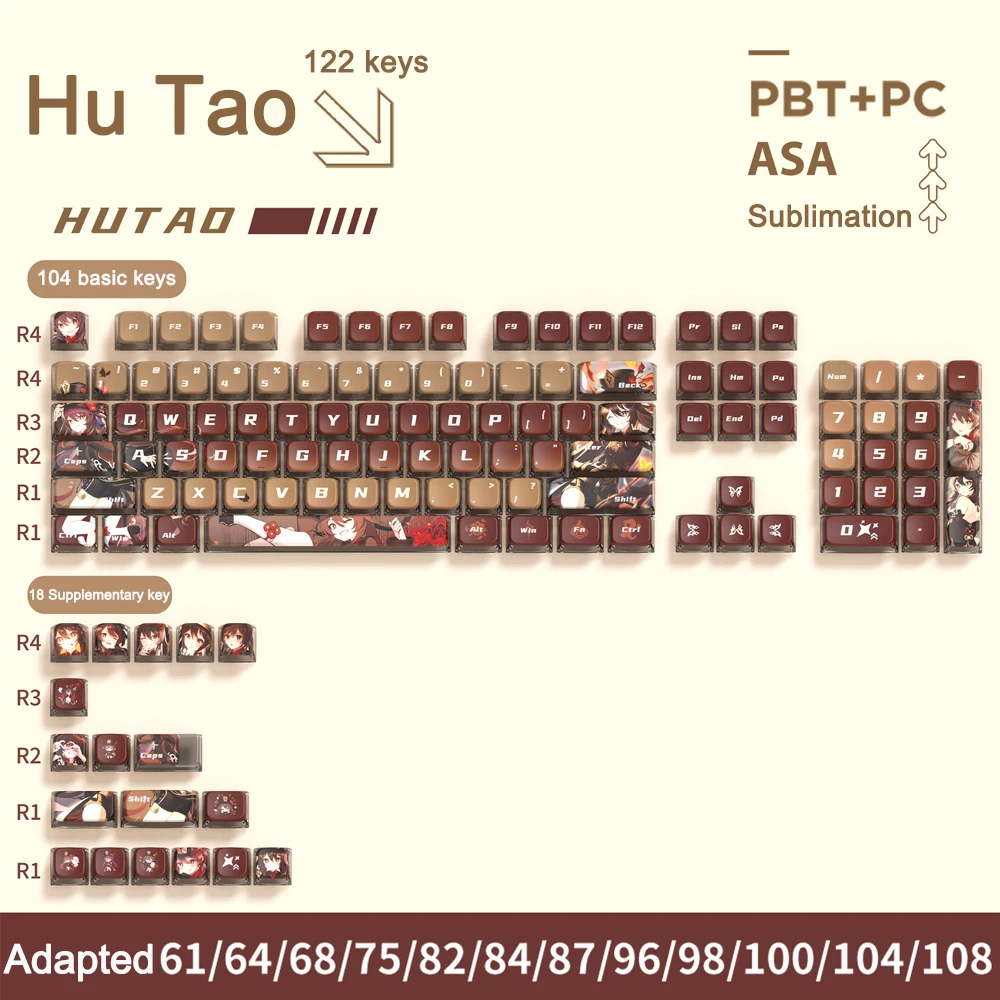 122-tu-lar-Genshin-darbe-Keycaps-Hu-Tao-Raiden-kekeqing-ASA-profil-PBT ...