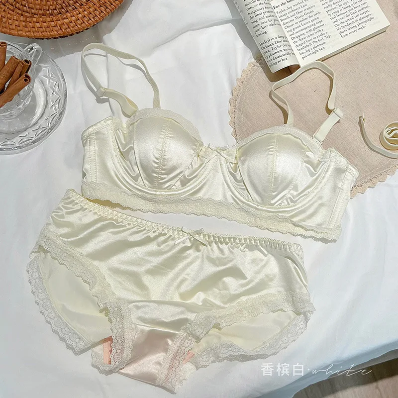 Seamless satin Silky fashion lingerie Thin push-up bra set - AliExpress ...
