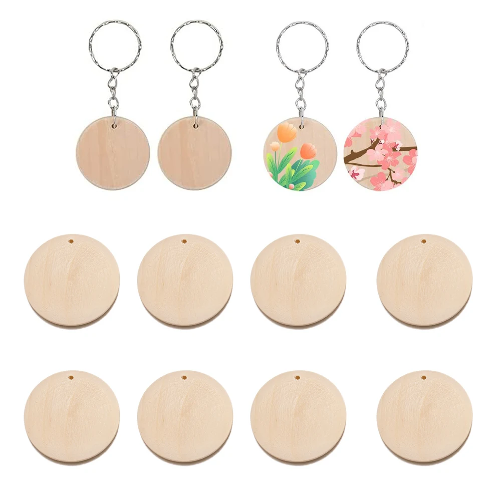 20pcs/Lot 15-50mm Round Flat Wooden Circles Discs Blank Crafts For DIY ...