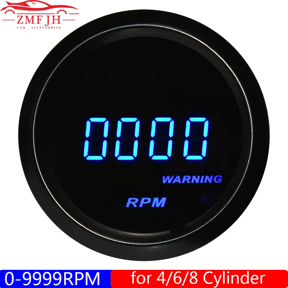 0-9999rpm Tacho Meter With Blue Led Smoked Lens 2" 52mm Tachometer Auto ...