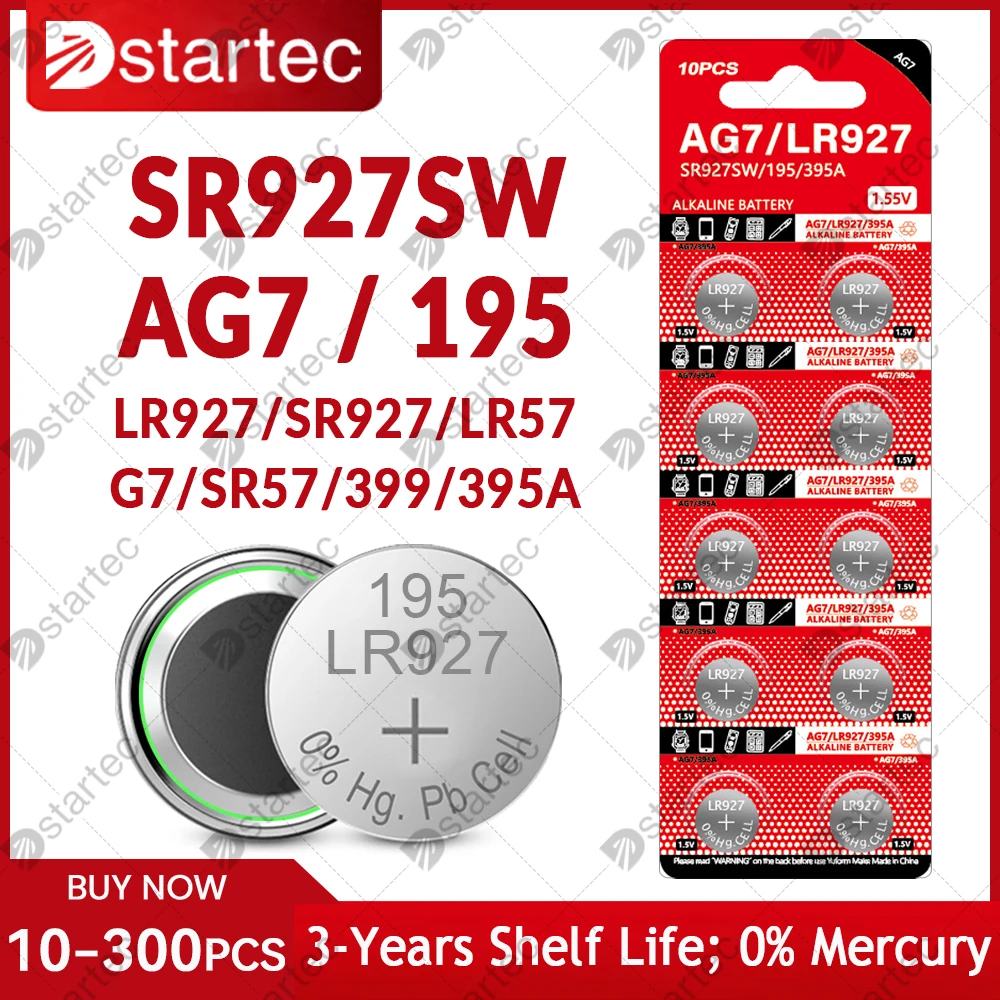 10-300PCS-LR927-AG7-Button-Batteries-SR927SW-195-395-LR57-395A-G7A ...