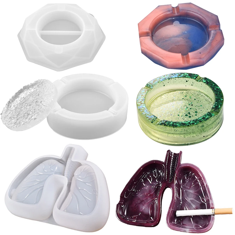 Silicone Ashtray Mold Cement Plaster Tray Mould Lungs Shape Epoxy Resin ...