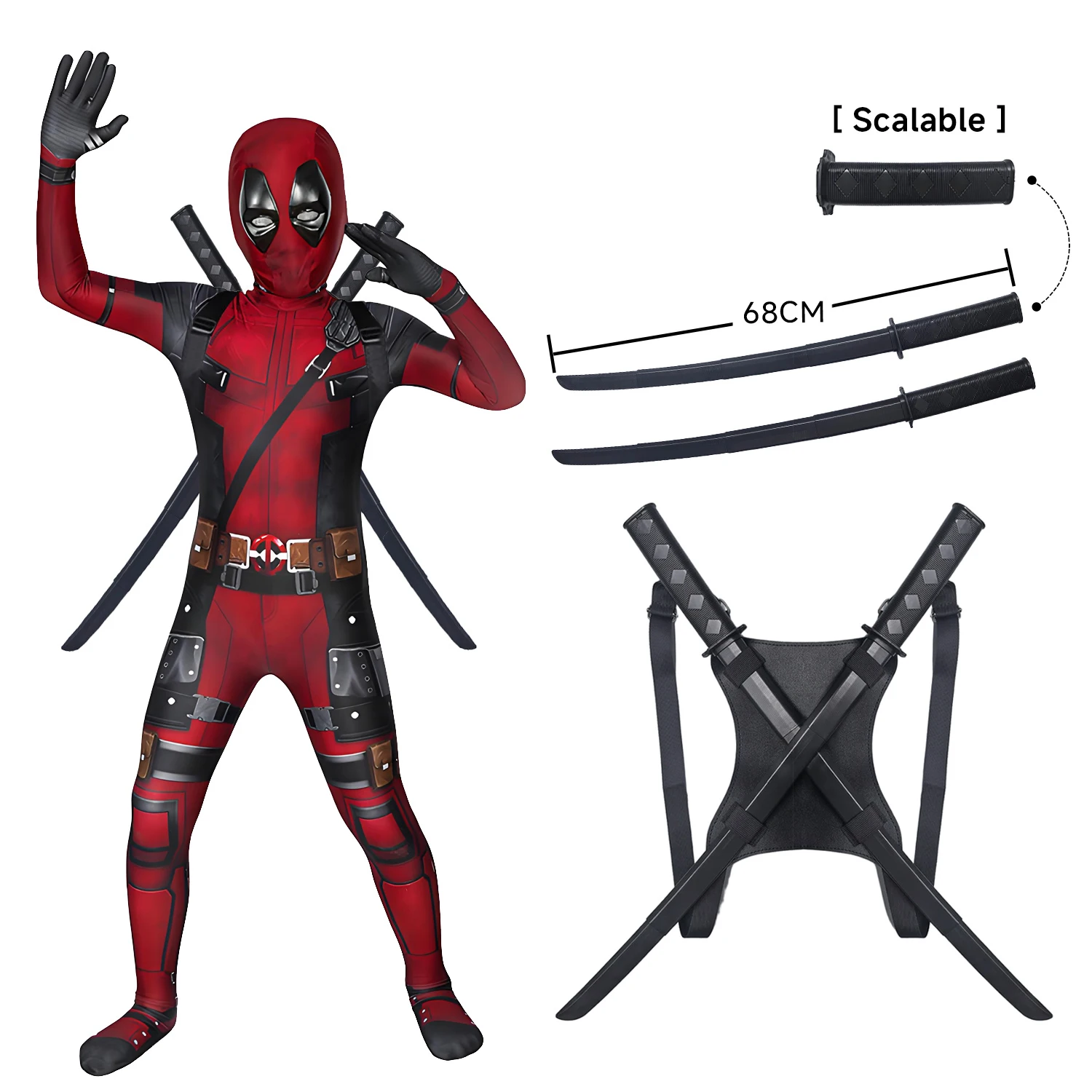 Disfraz de Deadpool con Espada Telescópica, Traje de Deadpool para ...