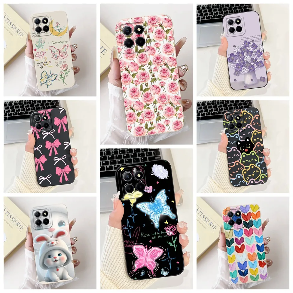 For Honor X6 X6a X6b Case Cover Silicone Cute Cartoon Cat Girl Luxury ...