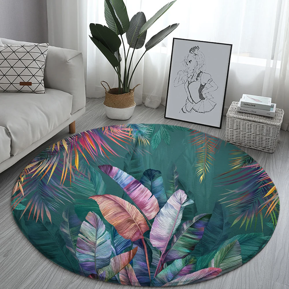 Lotus-pattern-circular-floor-mat-landscape-painting-printed-carpet-home ...