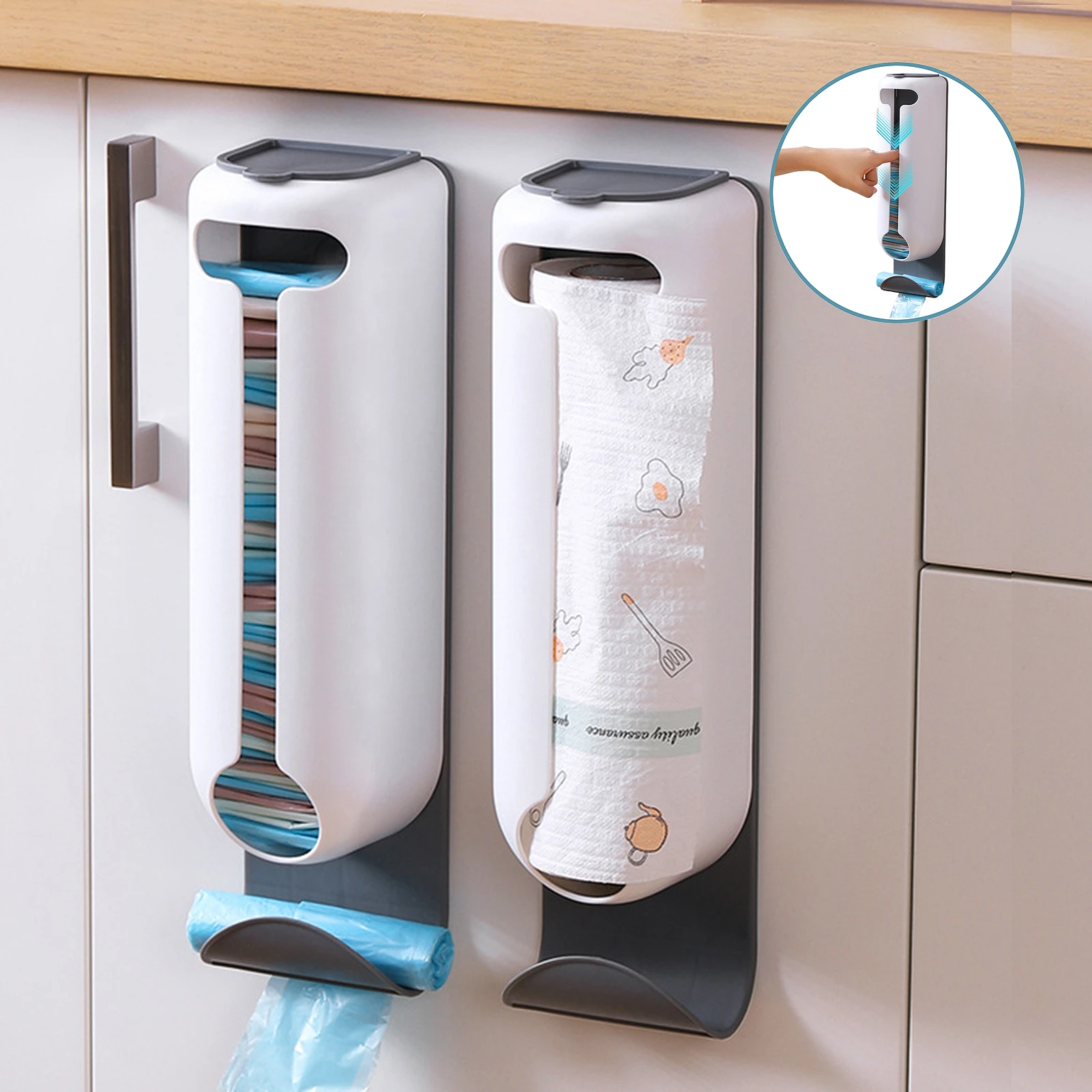 Wall Hanging Plastic Bag Storage Rack Free Perforation Kitchen Bathroom ...