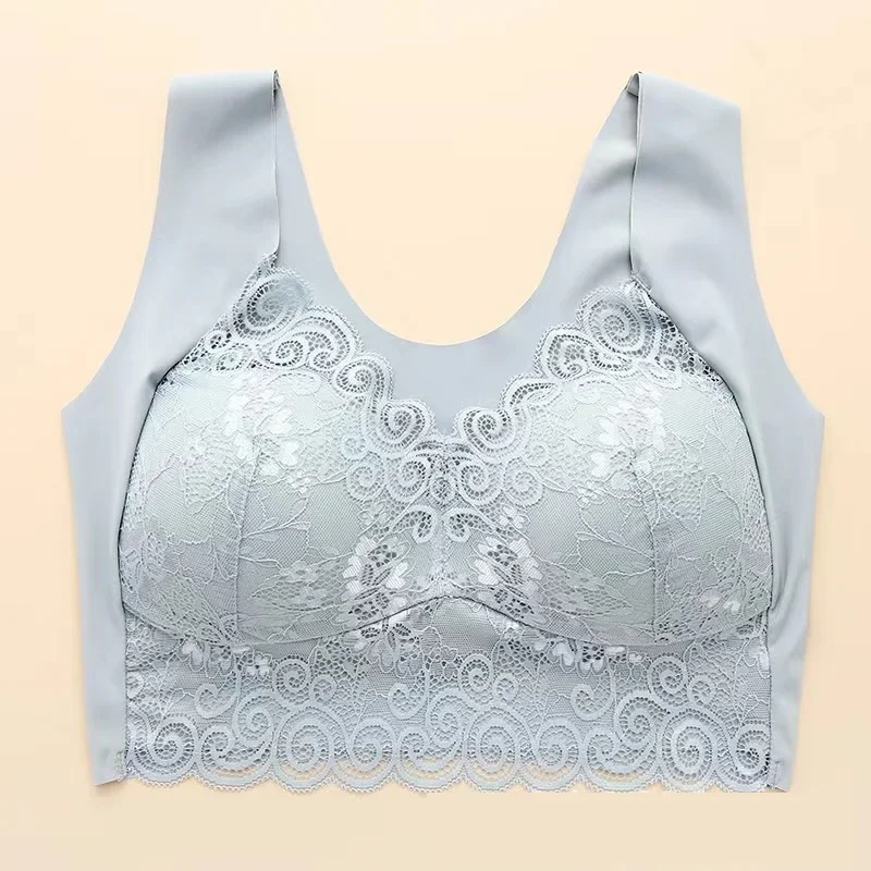 Women-Lace-Bra-Camisole-Underwear-Bue-L-XL-XXL-Breathable-V-Neck-Gather ...